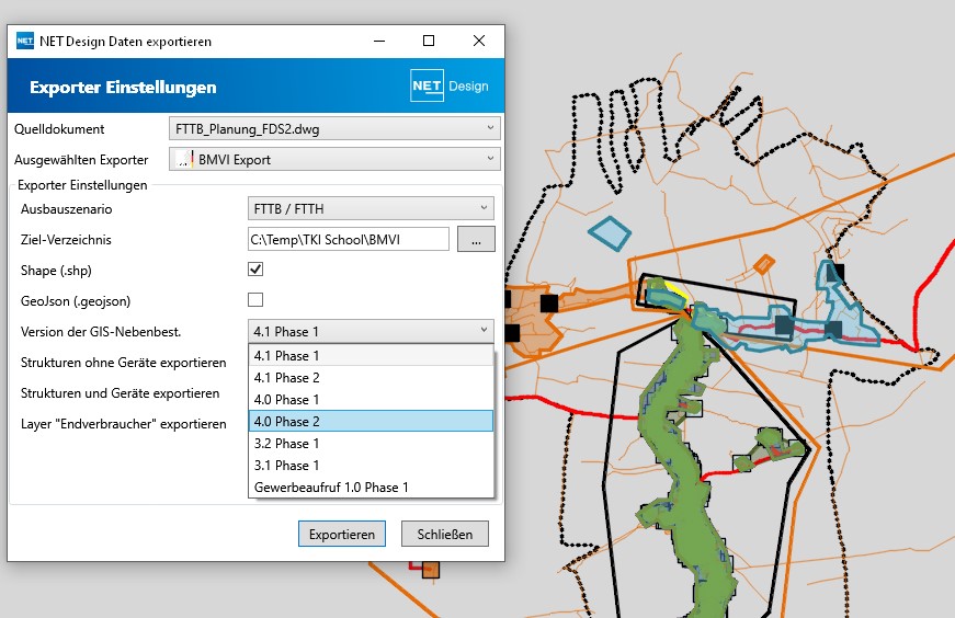 Export nach GIS-Nebenbestimmungen mit NET | TKI Software